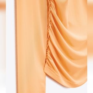 Zara | Tops | Zara Ruched Tulle Top Semisheer Orange Color Bloggers ...